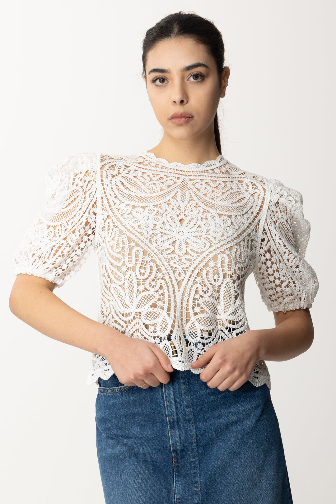 Twin-set Women's Top Crochet Lace Effect 241TP3491 NEVE – Khloefemme