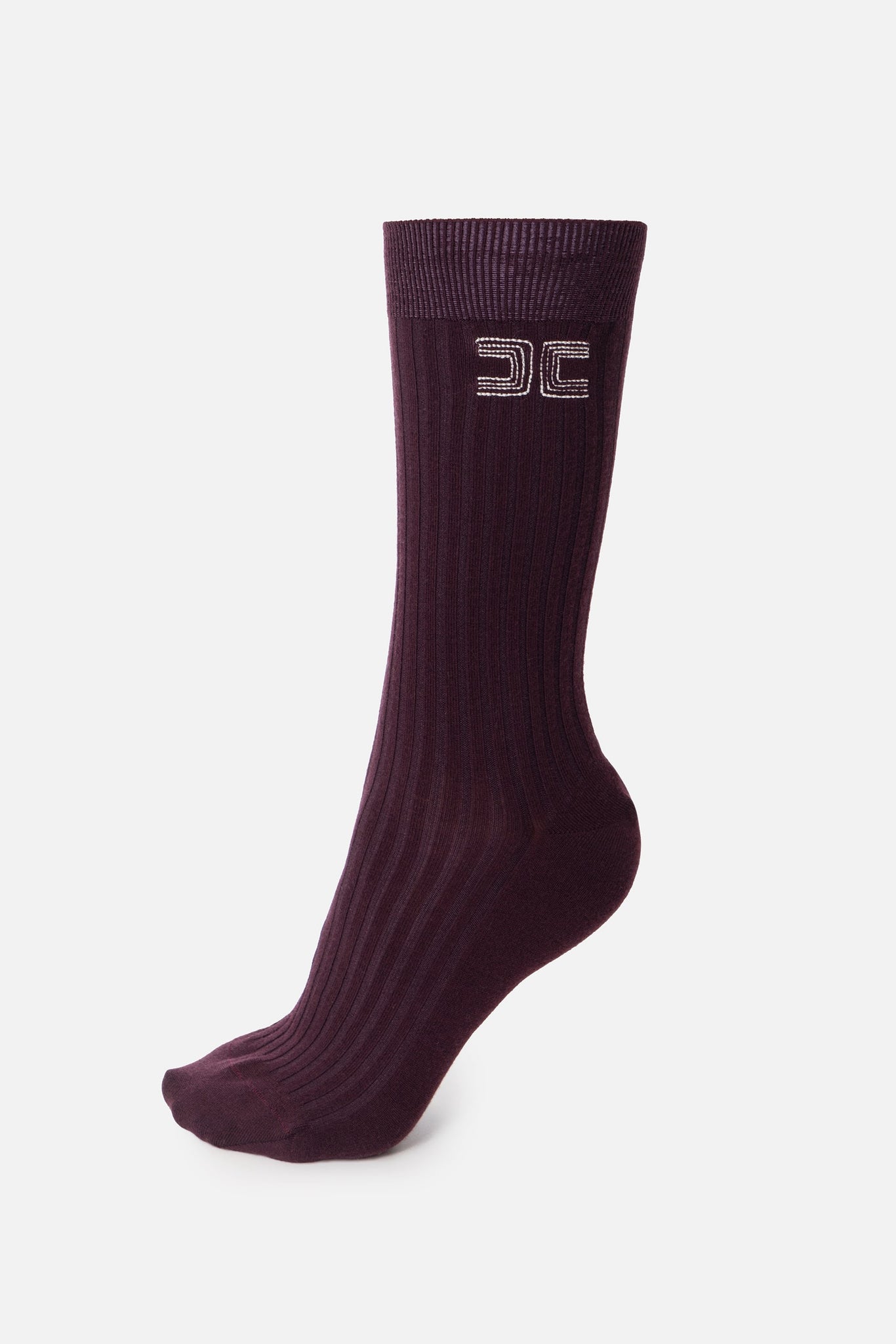 Elisabetta Franchi Donna Calzini In Lana a Coste con Logo Ricamato ...