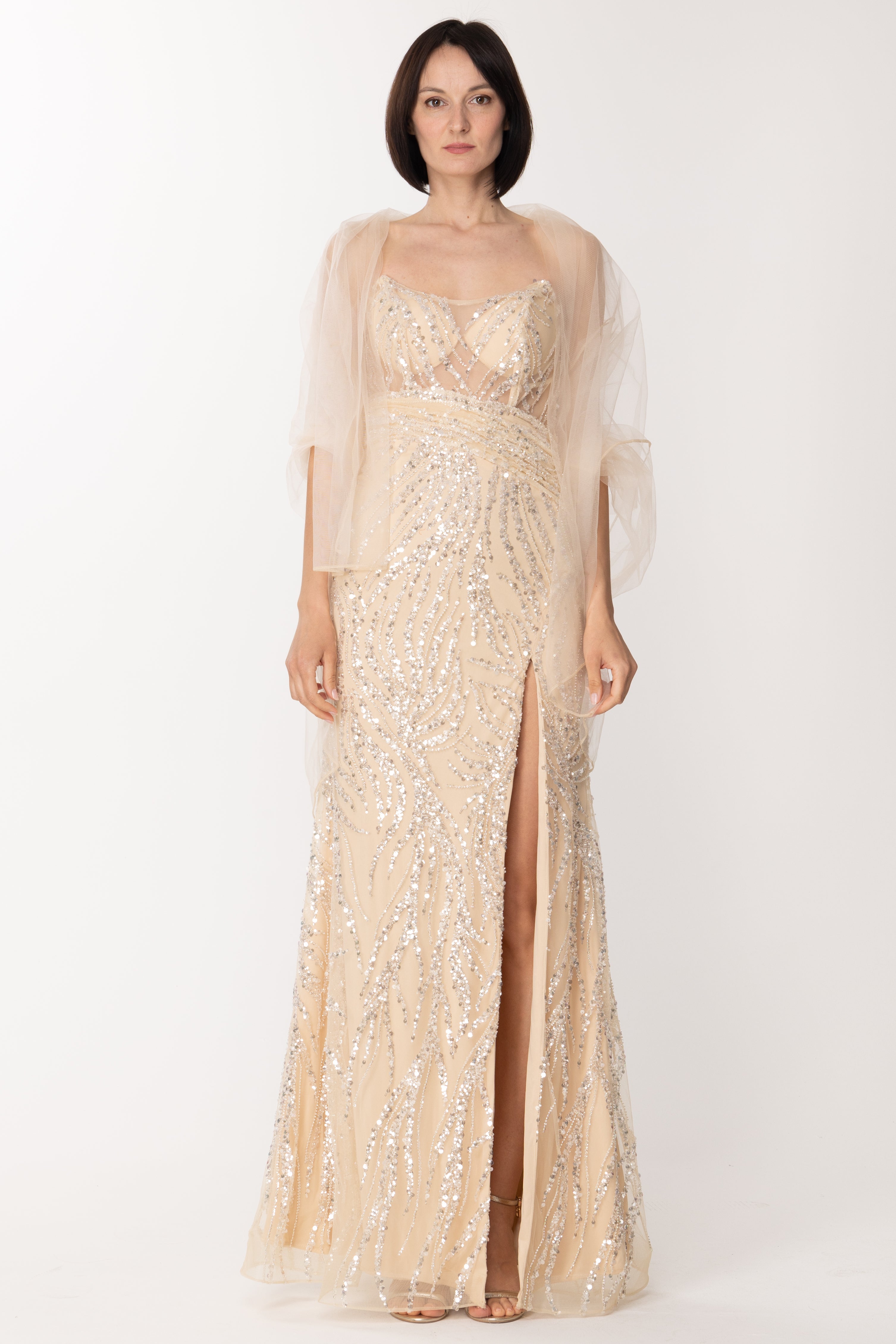 Fabiana Ferri Donna Abito Lungo con Paillettes e Spacco Laterale 30901 ...