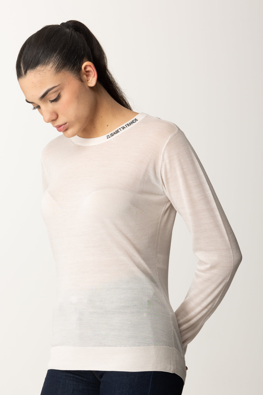 Elisabetta Franchi Woman Knit Sweater MK24S47E2 LATTICE – Khloefemme