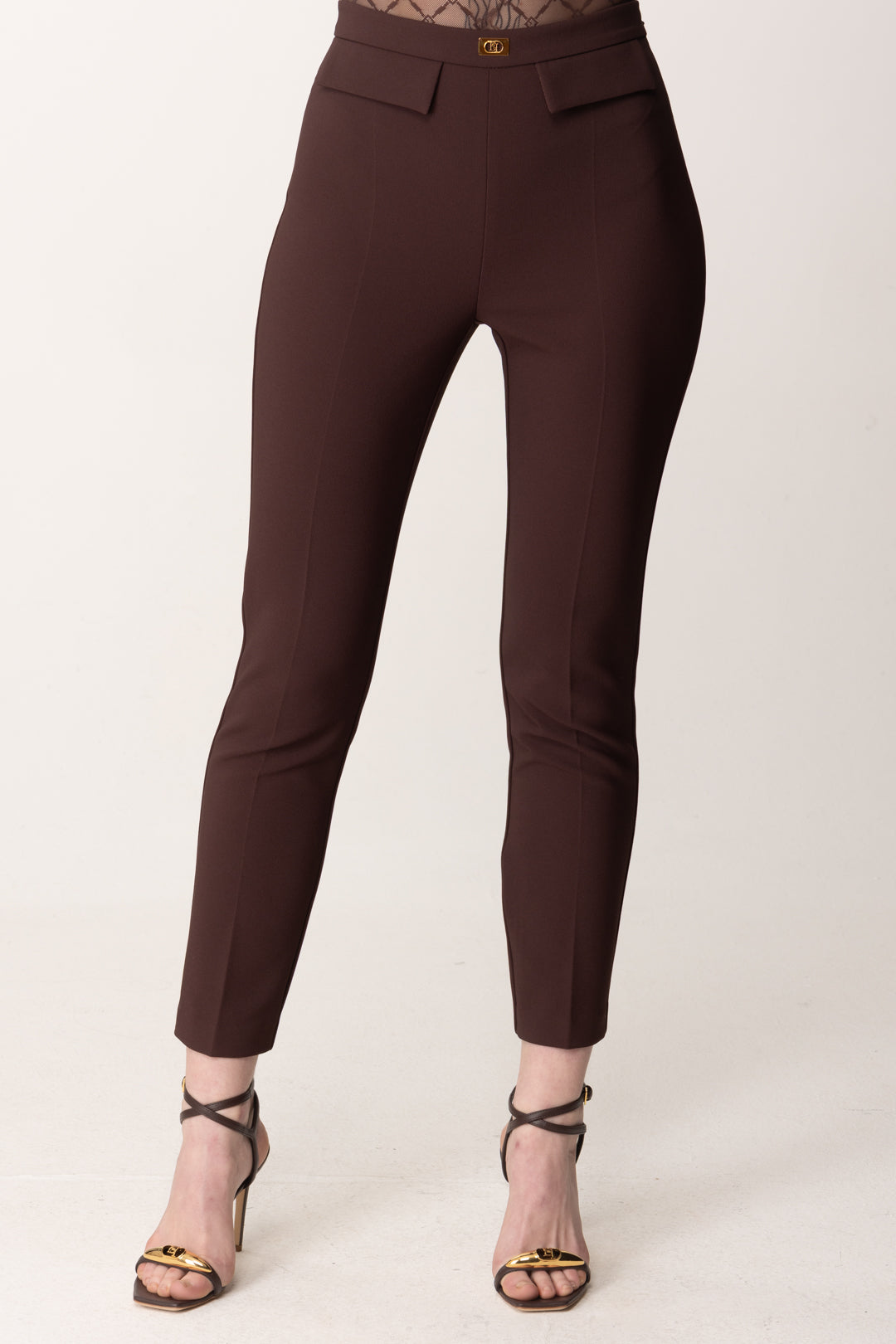 Elisabetta Franchi Woman Pants with Flaps and Logo at Waist PA07751E2 ...
