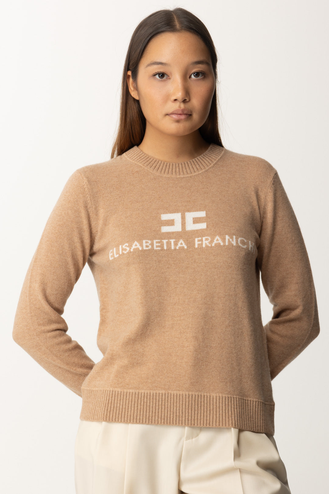 Elisabetta Franchi Women's Pullover In Cashmere Blend MK64S46E2 CAMEL ...